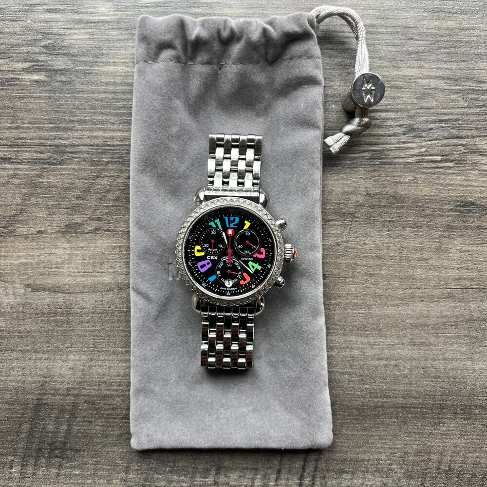 Authentic Michele Carousel Black Dial Deco With Diamo… - Gem